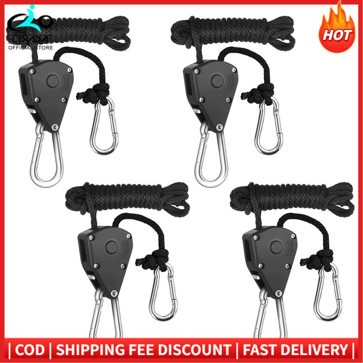 4pcs Pulley Ratchets Heavy Duty Rope Clip Hanger Adjustable Lifting ...