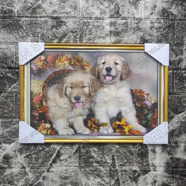 Fiber framed Dogs Scenery poster photo frame | Home Decoration Framed ...