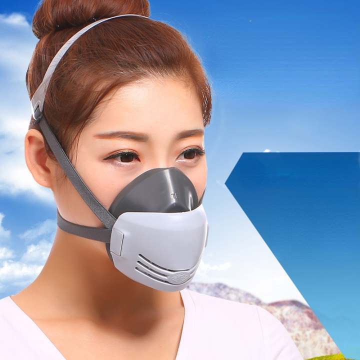 Replaceable 3 Filter Industrial Dust Masks Paint Polished Antifouling ...