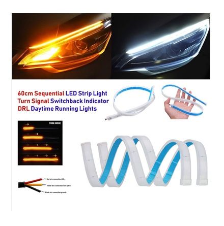 2 Sequential flow Universal Ultra-Fine 60cm DRL | Daytime Running Light ...