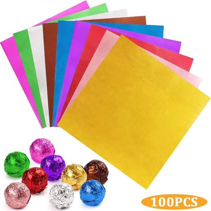 New 9 Colors Foil Candy Wrappers Square 10x10cm Candy Wrapping Paper ...