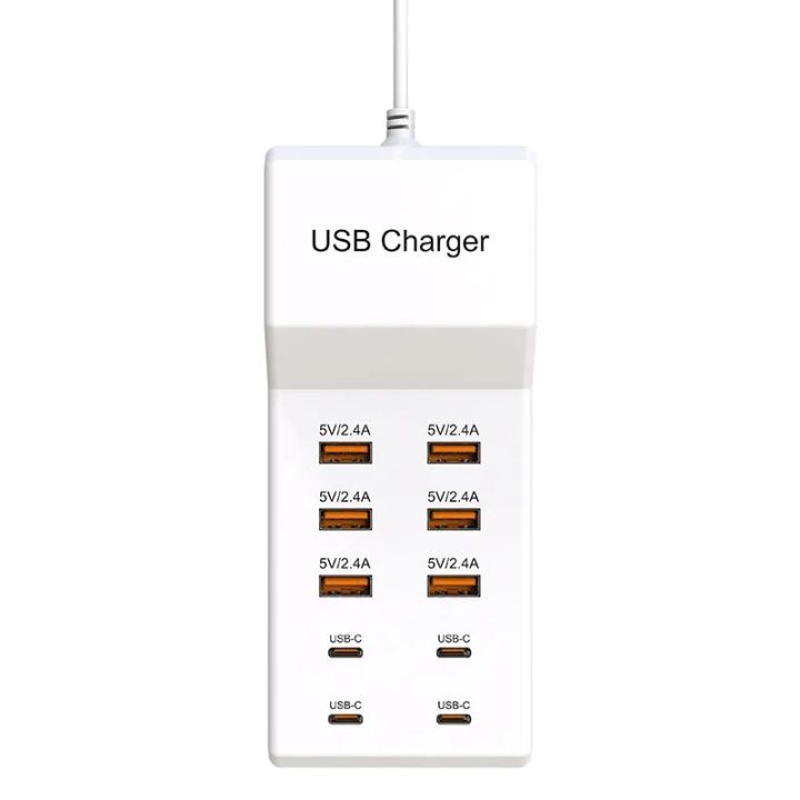 Gentlemange 10 Ports USB Charging Station 50W Type C Hub Adapter for ...