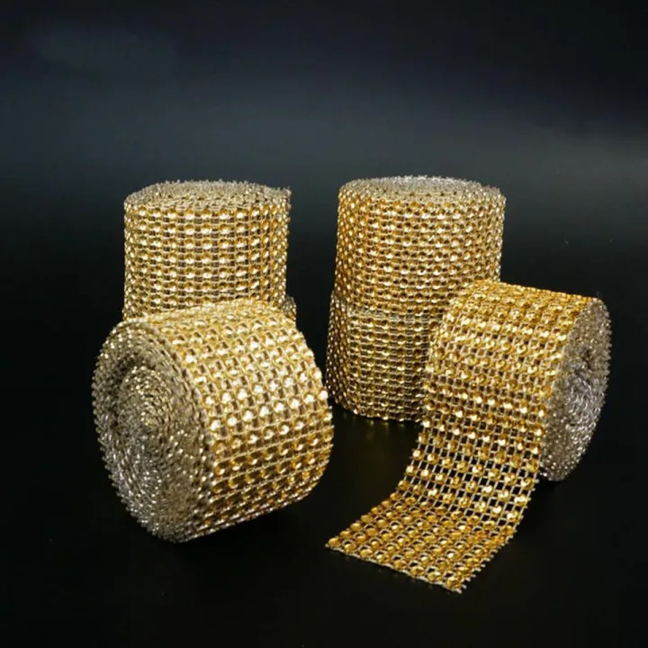 4CM*2M Rhinestone Diamond Roll Crystal Tape Tulle Ribbon | Daraz.lk