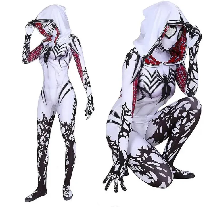 MINISO Spider Gwen Stacy Cosplay Costumes Women 3D Print Jumpsuits ...