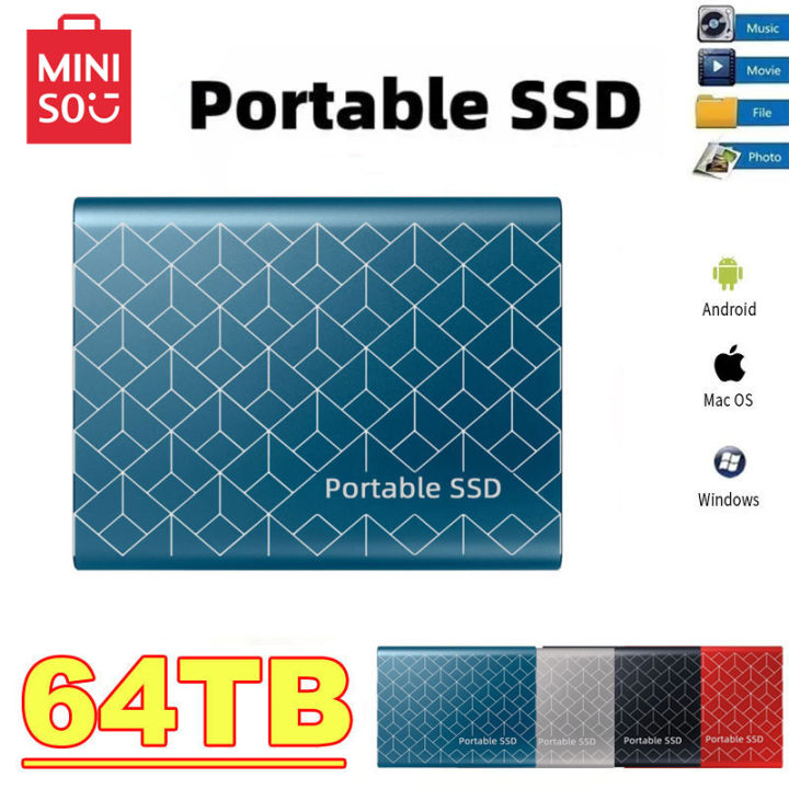 MINISO New Portable 2TB SSD 4TB 16TB External Hard Drive Type-C USB 3.0 ...