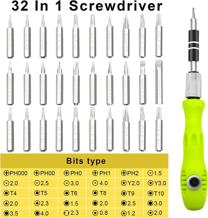 16 / 32 in 1 Mini Screwdriver Tool Set Kit with Magnetic Flexible Extension Rod, Precision Bits ...