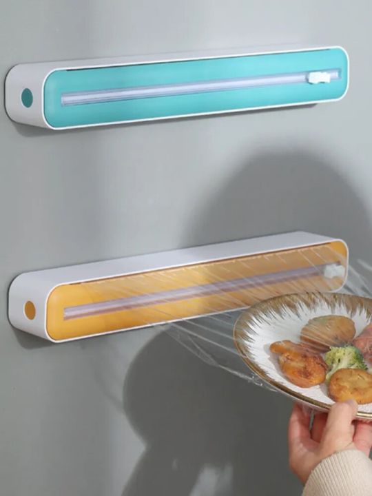 2In1 Plastic Wrap Dispenser Cling Film Dispenser Cutter Saran Wrap ...