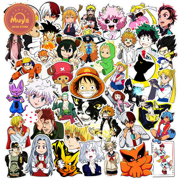 MUYA 50pcs Janpanese Anime Collection Stickers Pack Waterproof Vinyl ...