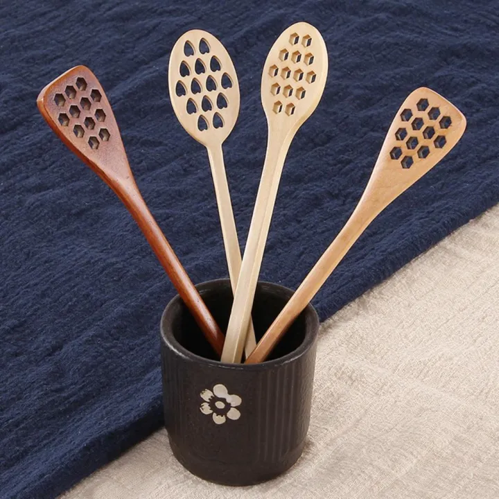 Comb Baking Long Handle Wooden Drizzler Handmade Stirrer Spoon Mixing ...