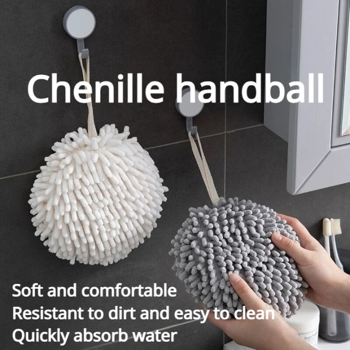 【NEW】 Chenille Handball Large Hanging Bathroom Quick-Drying Hand Towel ...