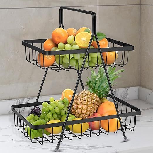 Kitchen Multifunctional Vegetable and Fruit 2 Layer Storage Basket ...