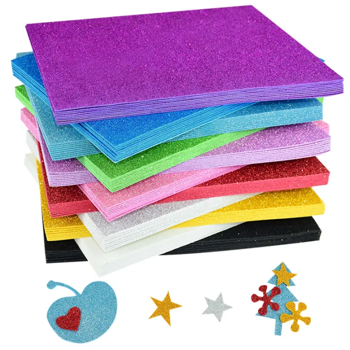 5 Sheets 30x20cm Glitter Sponge Paper 2mm Thick Foam Paper Kindergarten ...