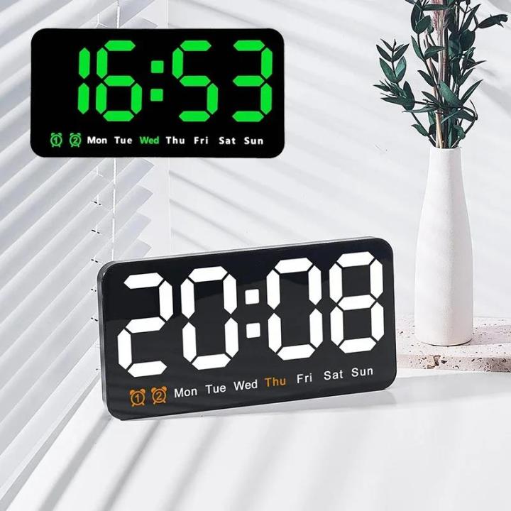 Electronic Wall Clock Temperature Date Table Clock Wall-mounted Dual ...