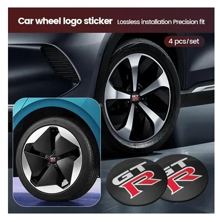 Car Styling 4PCS 56mm Wheel Hub Center Caps GTR Emblem Sticker Badge ...