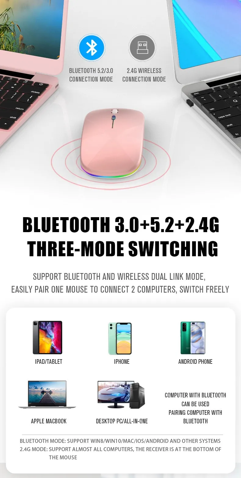 Mute Design New Bluetooth Wireless Mouse with USB Rechargeable/Battery ...