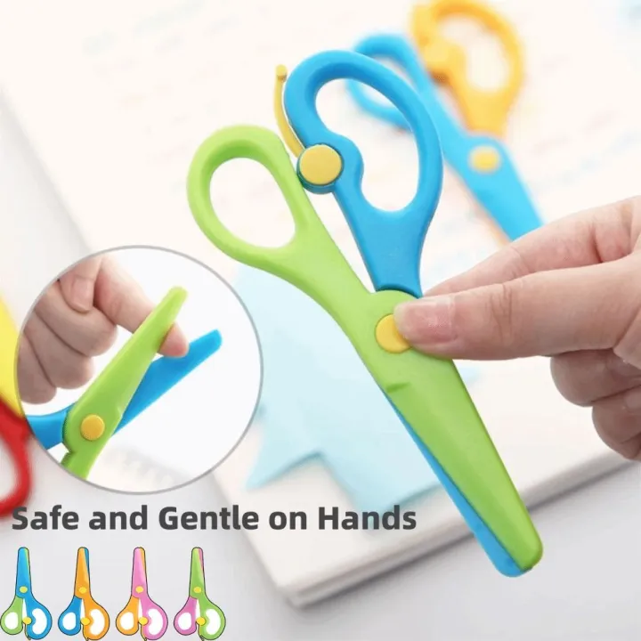 Safe Plastic Kids Safety Scissors Blunt Tip Comfort Grip Preschool ...