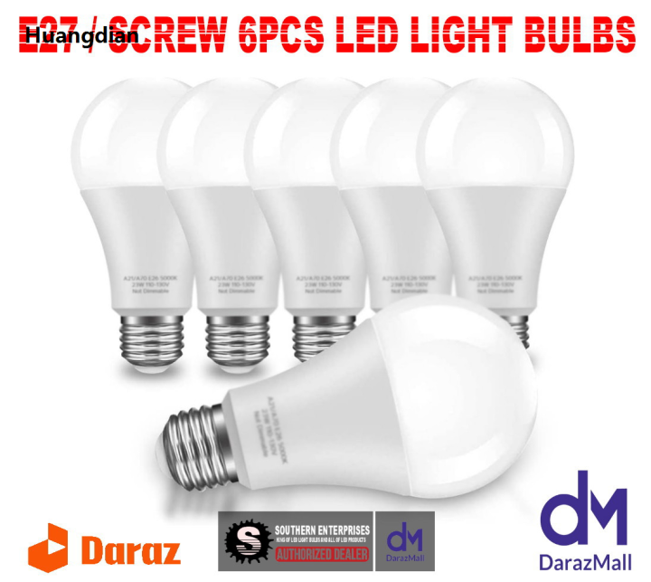 Huangdian 22w Screw (E27) High Power New Led Light Bulb 6 IN 1 Pack ...