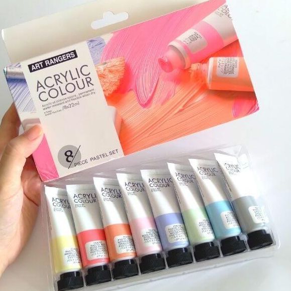 Art Rangers Acrylic Paint Lite 8 Colours 22ml Set Pastel Colours ...
