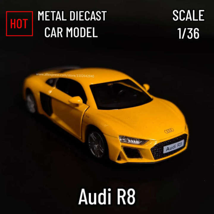 1:36 Metal Diecast Car Model Repilca Audi R8 Scale Miniature Collection ...