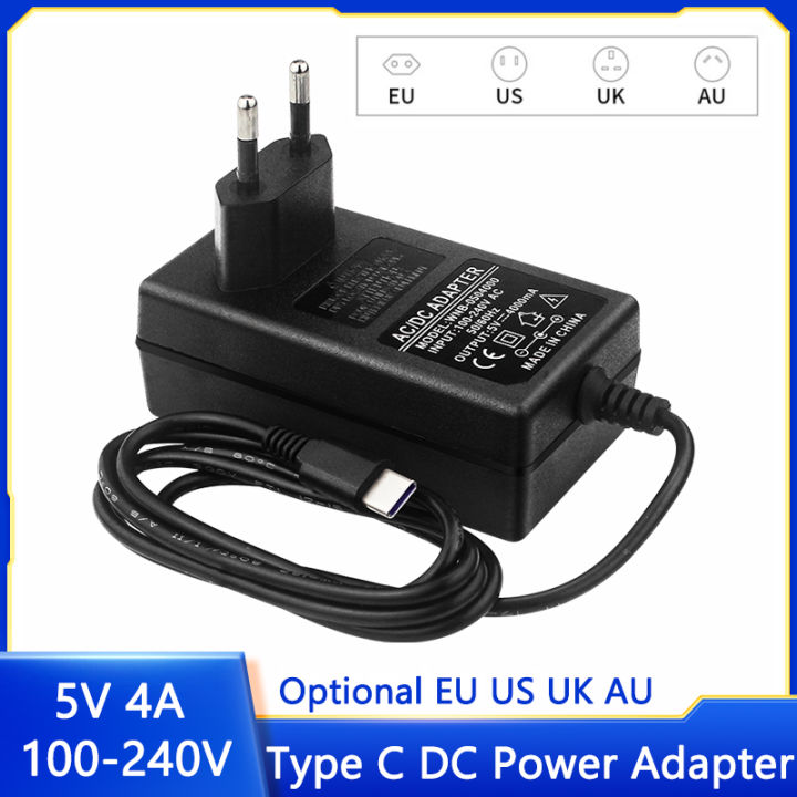 5V 4A Power Supply Type C DC Input 100-240V CE 20W Power Adapter EU AU ...