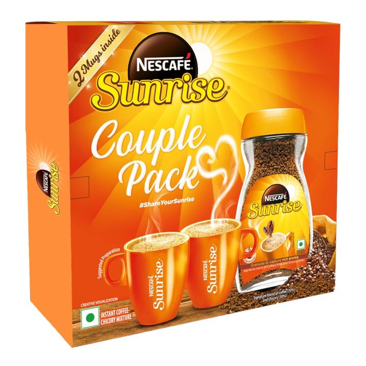 NESCAFE SUNRISE Instant Coffee | Couple Pack with 2 Mugs Inside ...