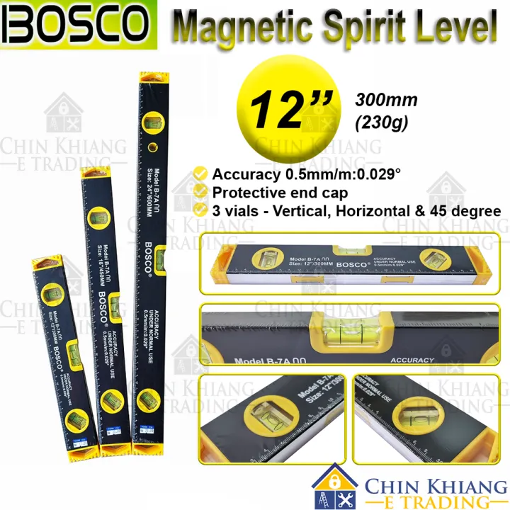 Bosco Spirit Level Ruler Measuring Level Magnet B7A 12| 18” 24” | 300mm ...