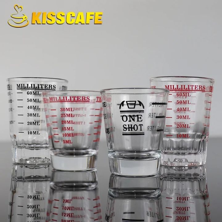 30ML/60ML/90ML Glass Measuring Cup Scale Supplies Espresso Shot Glass ...