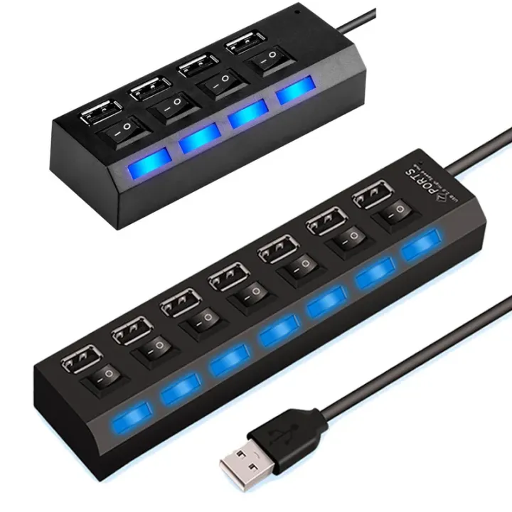 High Speed 4/7 Ports USB HUB 2.0 Adapter Expander Multi USB Splitter ...