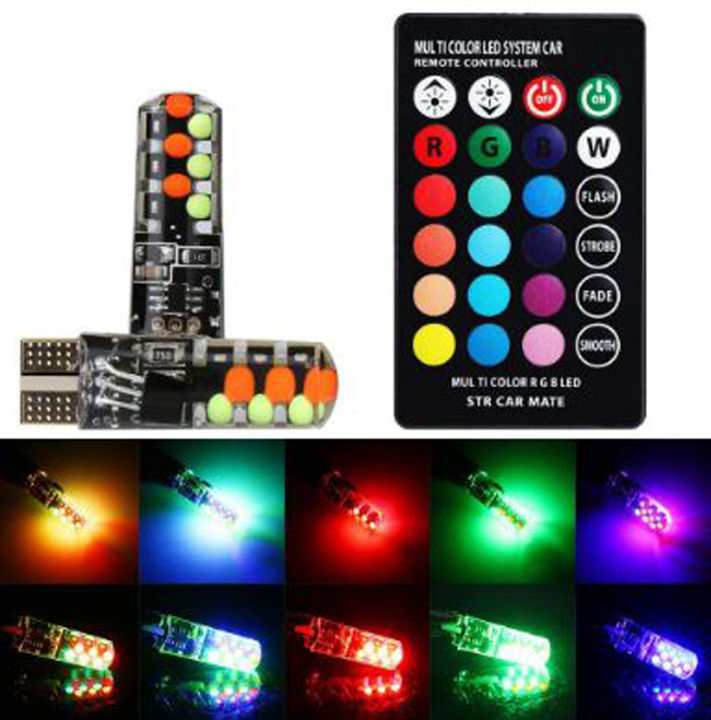 2Pcs T10 LED RGB Car Lights With Remote Parking Control | Daraz.lk
