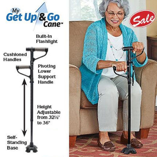 GET UP & GO CANE (gugc) Foldable Height Adjustments Second Handle ...