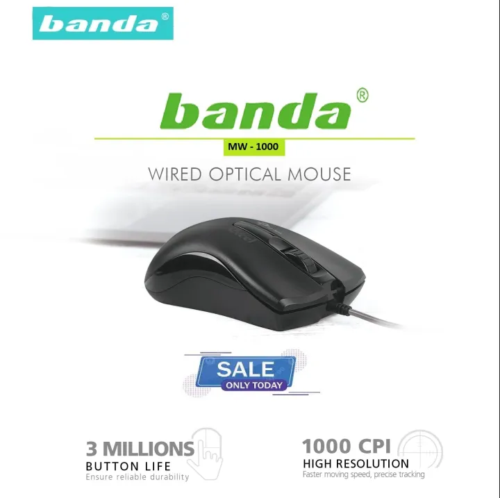 BANDA MW1000 USB WIRED OPTICAL MOUSE | Daraz.lk