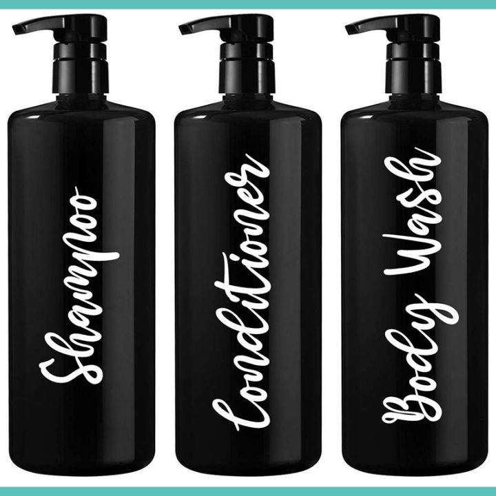 Shampoo Conditioner Body Wash Shower Bottle Sticker Decal Bathroom ...