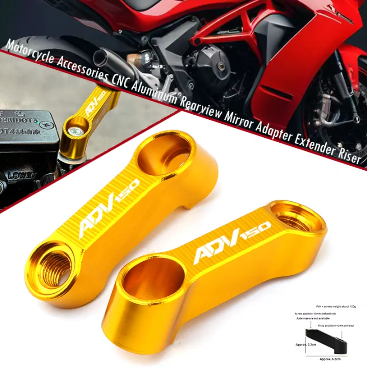 2PCS Motorcycle Rearview Mirrors Extension Riser Extend Adapter Bracket ...
