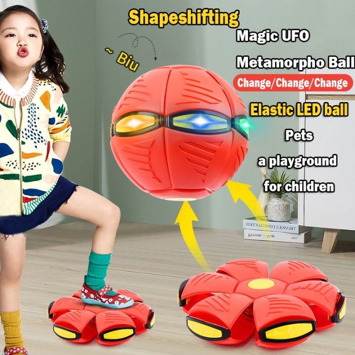 Flying UFO Flat Throw Disc Ball with LED Light Toy Kid Outdoor Garden ...