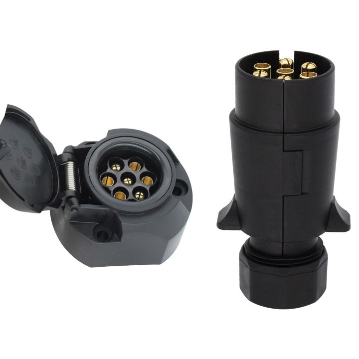 7 Pin European Trailer Socket+Plug Tow Bar Connector for Car 12V | Daraz.lk