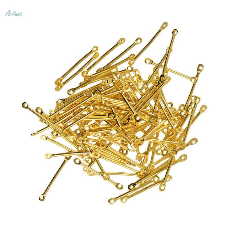 New 200pc traight 20mm Bar Link Connector DIY Finding Craft Double Hole ...