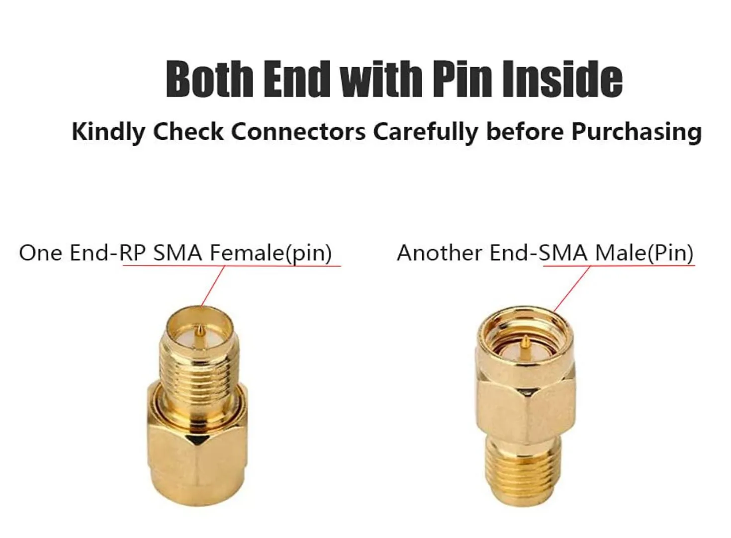 SMA Male (Center Pin) to RP SMA Female (Center Pin) Jack Connector for ...