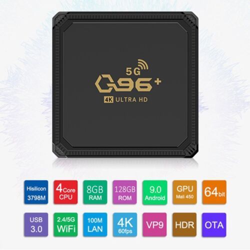Q96+ 4K Android 9.0 TV Box 8G+128GB Quad Core Dual WiFi Media Player ...