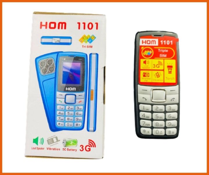3 Sim Mobile Phone Keypad Buttons Mobile Phone HOM 1101 Phone No Camera ...