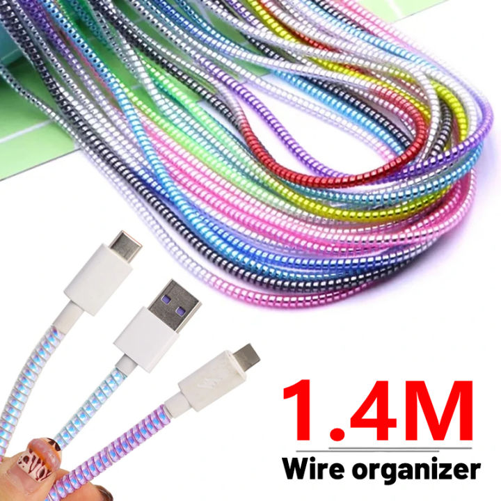 USB Charger Cable Protector - Colorful Laser Spiral Wrap 140cm | Daraz.lk