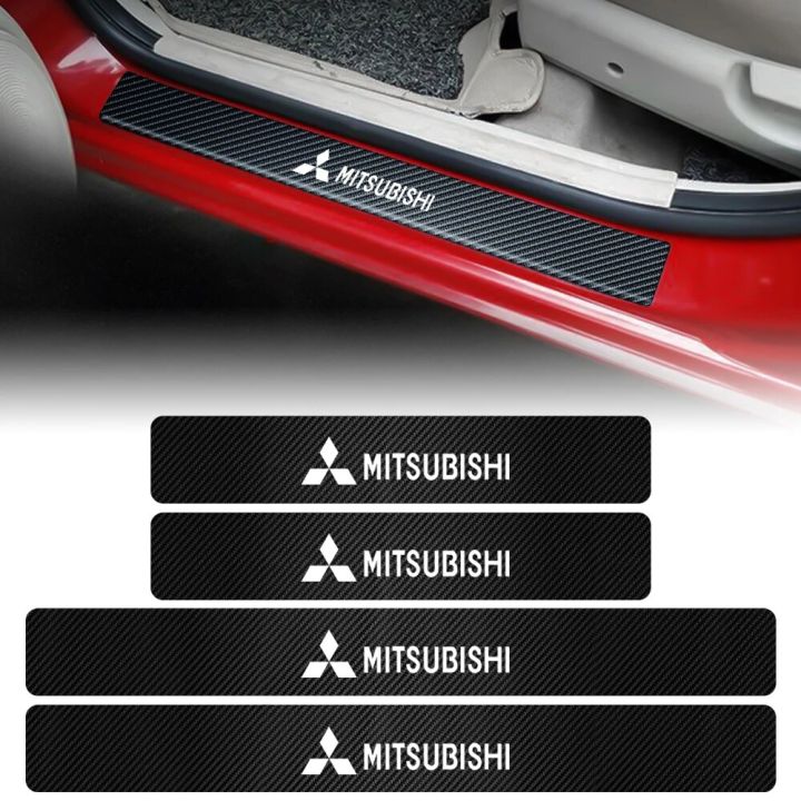 4PCS Carbon Fiber Car Door Sill protected Stickers Car Decor Decals For ...