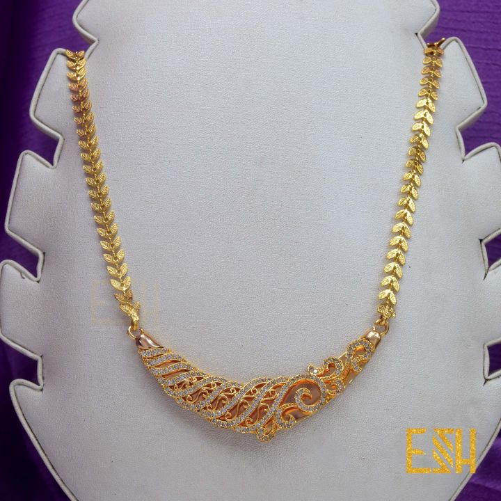Gold Plated sawadi neklas Traditional Bridal Sawadi Pendant With 04MM ...