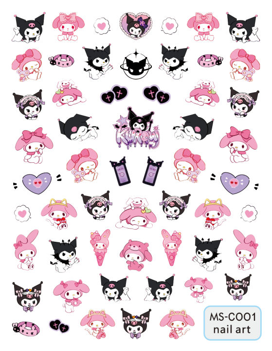Sanrio Anime Kuromi My Melody Cartoon 3D Nail Stickers Nail Art ...