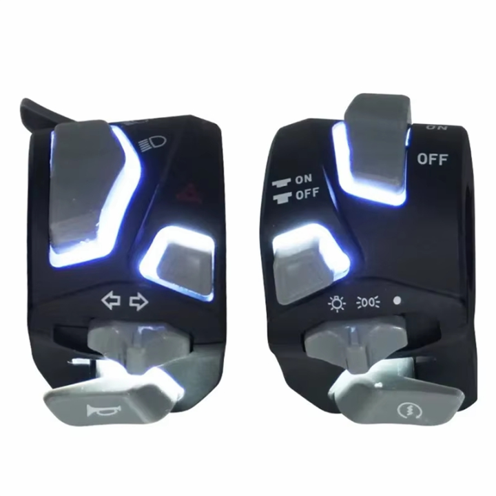 Motorcycle Handlebar Switch Horn Start Button with LED Switch with Turn ...