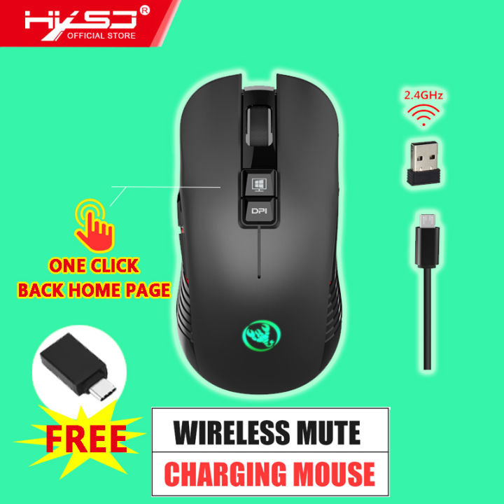 HXSJ T30 Wireless Gaming Mouse 3600 DPI 7-Color Backlight Rechargeable ...