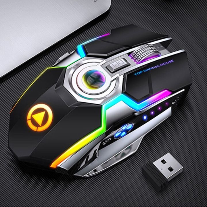 Gaming Mouse Rechargeable Silent DPI Ergonomic 7 Keys RGB Backlit 2.4G ...