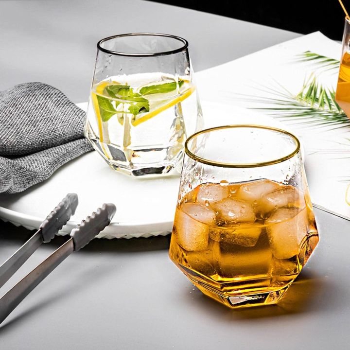 Crystal Stemless Wine Glasses, Simple Geometric Wine Set, Light Luxury ...