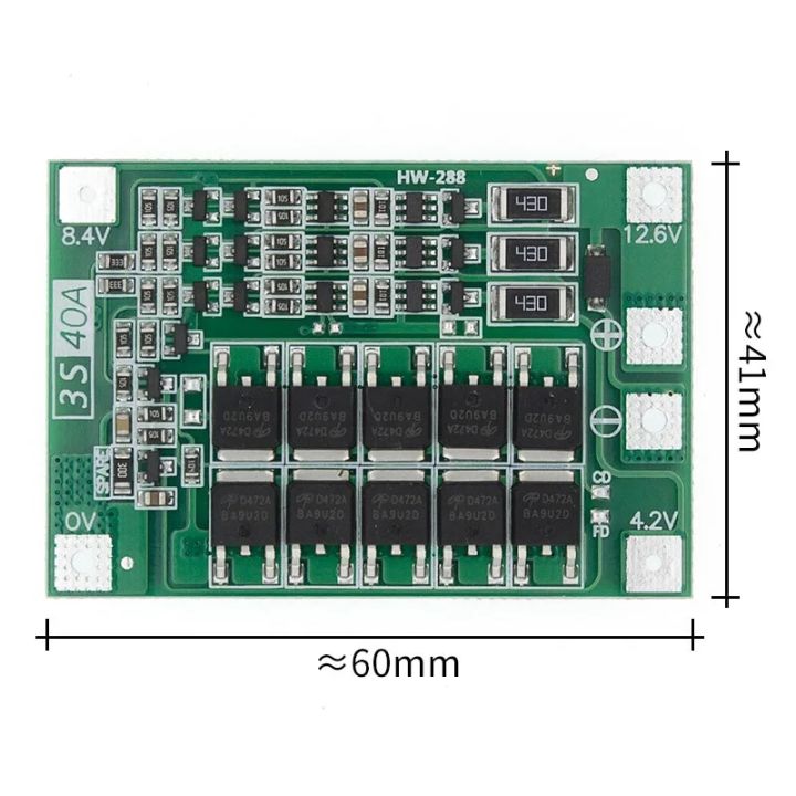 【KAMDSS015】3S 40A Li-ion Lithium Battery Charger Lipo Cell Module PCB BMS Protection Board For ...