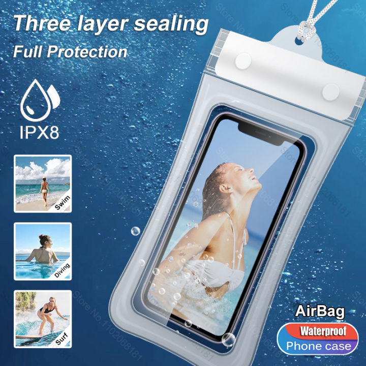 Three Layer Seal Waterproof Bag Phone Case For iPhone 15 12 13 14 Pro ...