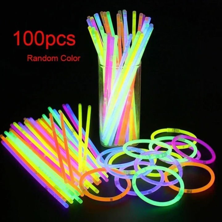 Long-Lasting Glow Stick Set 100pcs Neon Necklaces, Bracelets Event ...